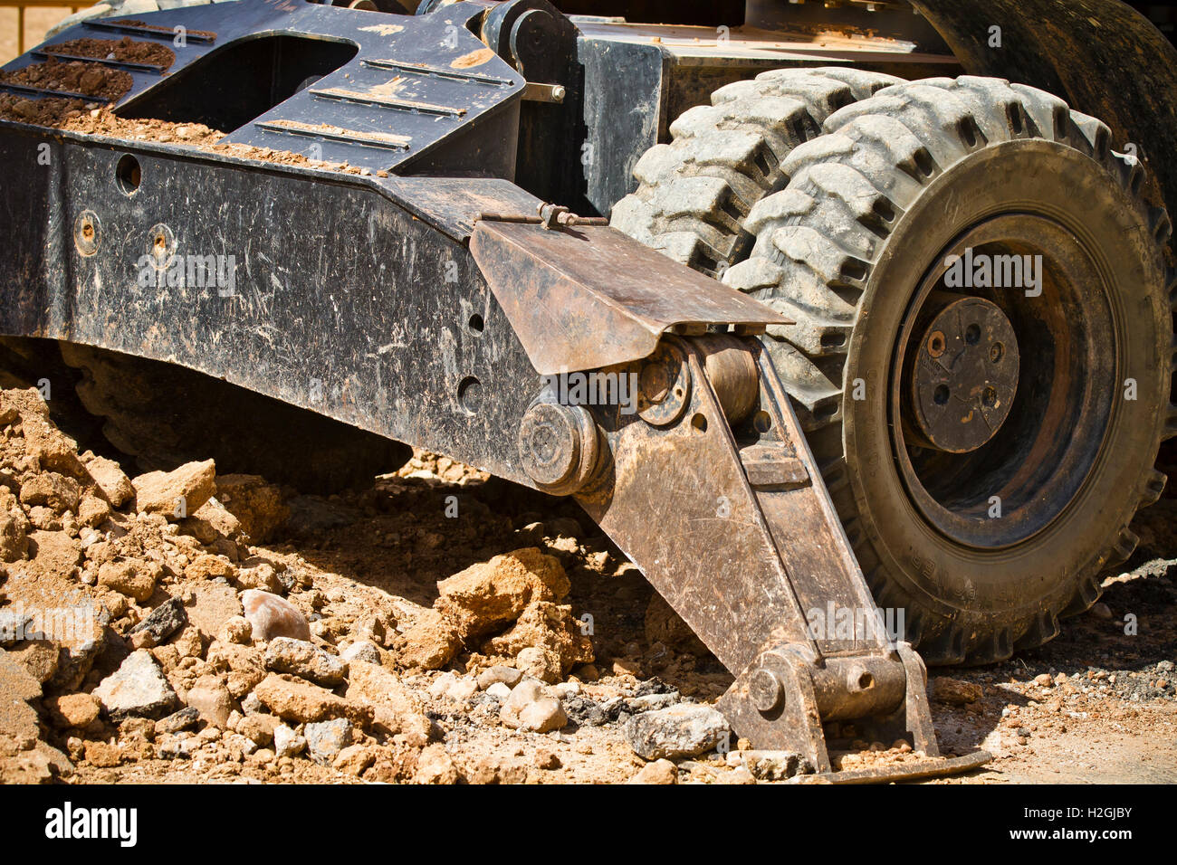 Large Construction Excavation, wheels detail Stock Photo - Alamy