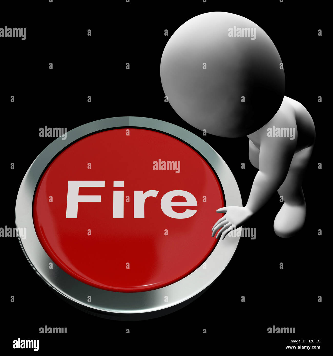 Fire Button Means Emergency Evacuation And 111 Stock Photo - Alamy