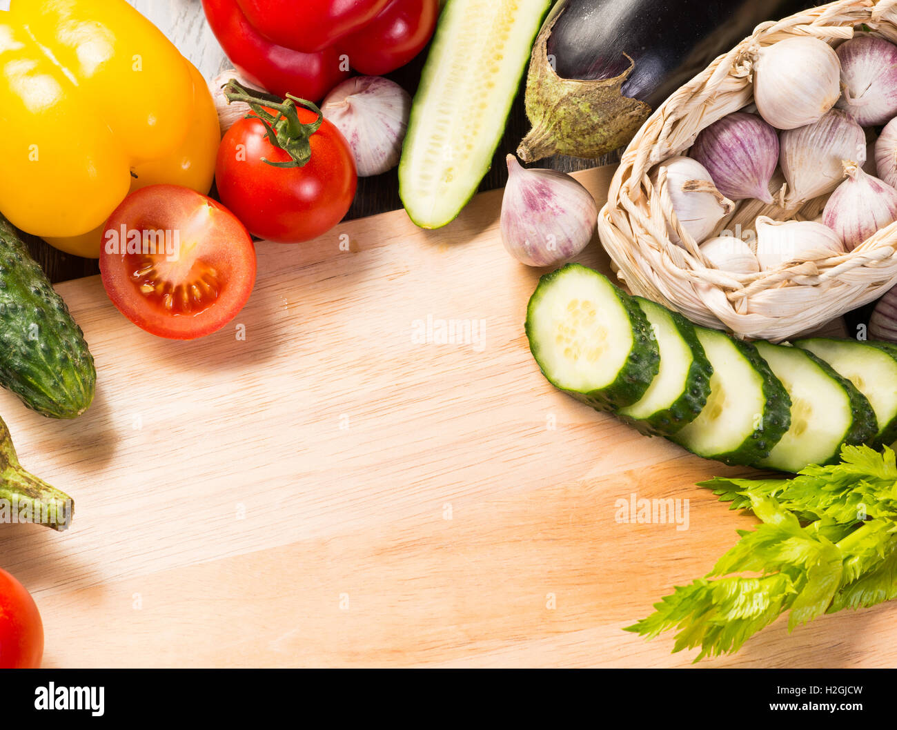 vegetables on the kitchen board Stock Photo - Alamy
