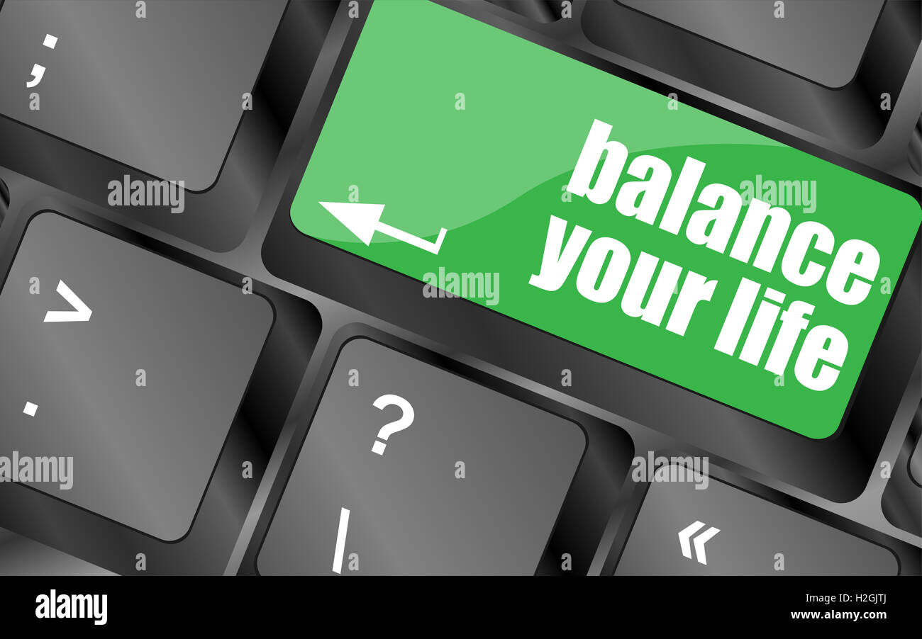 balance your life button on computer keyboard Stock Photo - Alamy