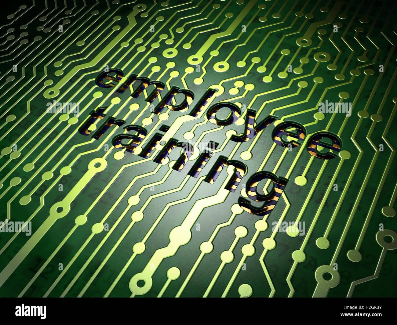 Education concept: Employee Training on circuit board background Stock ...