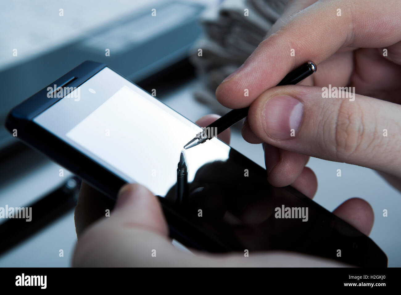 human fingers on the smartphone Stock Photo - Alamy