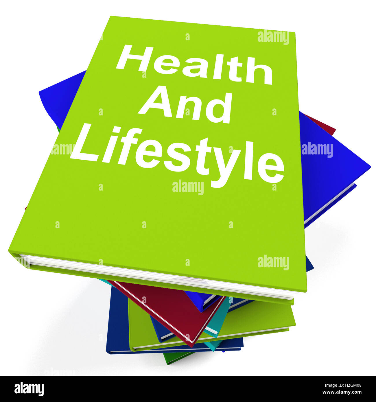 Health and Lifestyle Book Stack Shows Healthy Living Stock Photo - Alamy