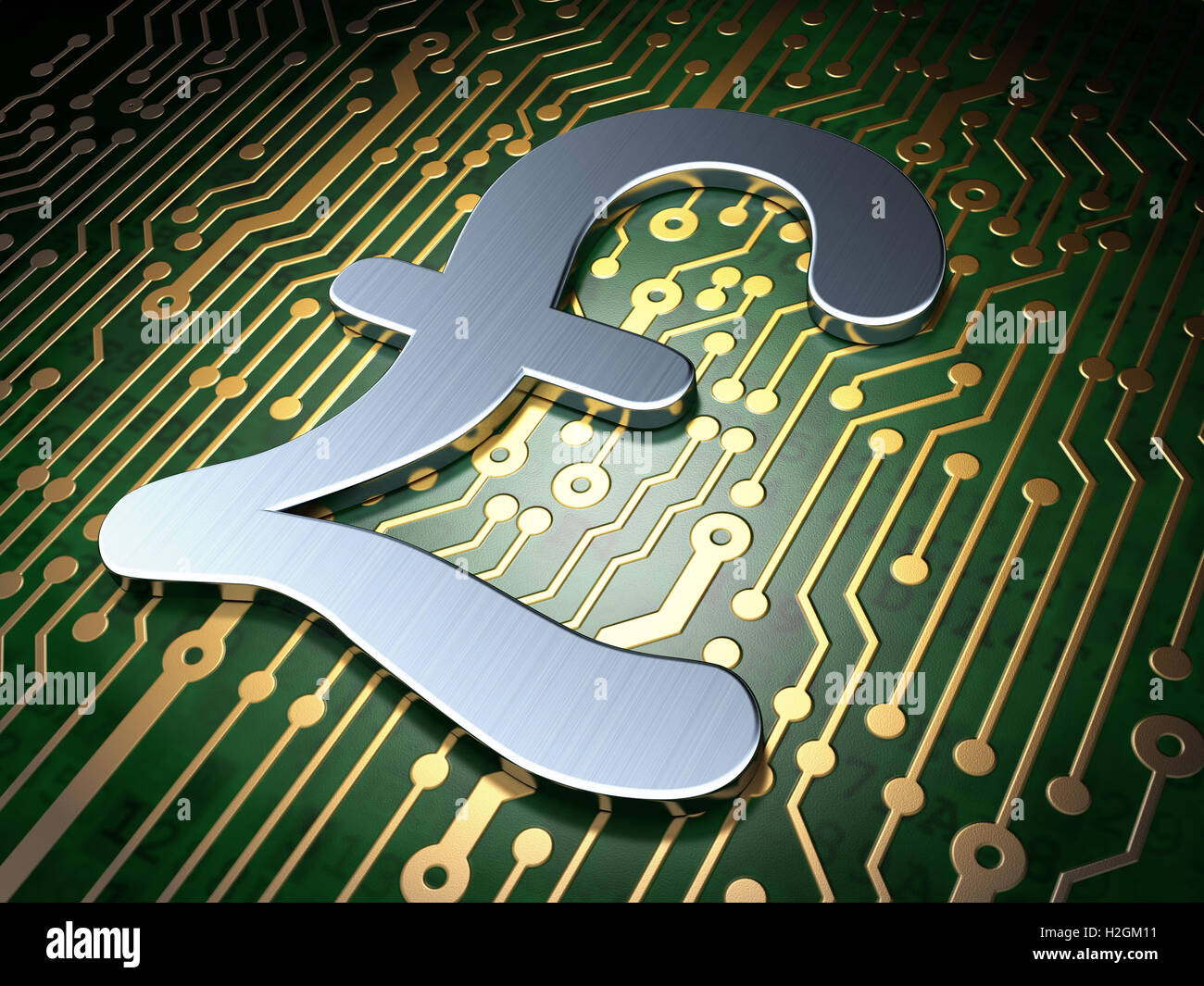 Currency concept: Pound on circuit board background Stock Photo - Alamy