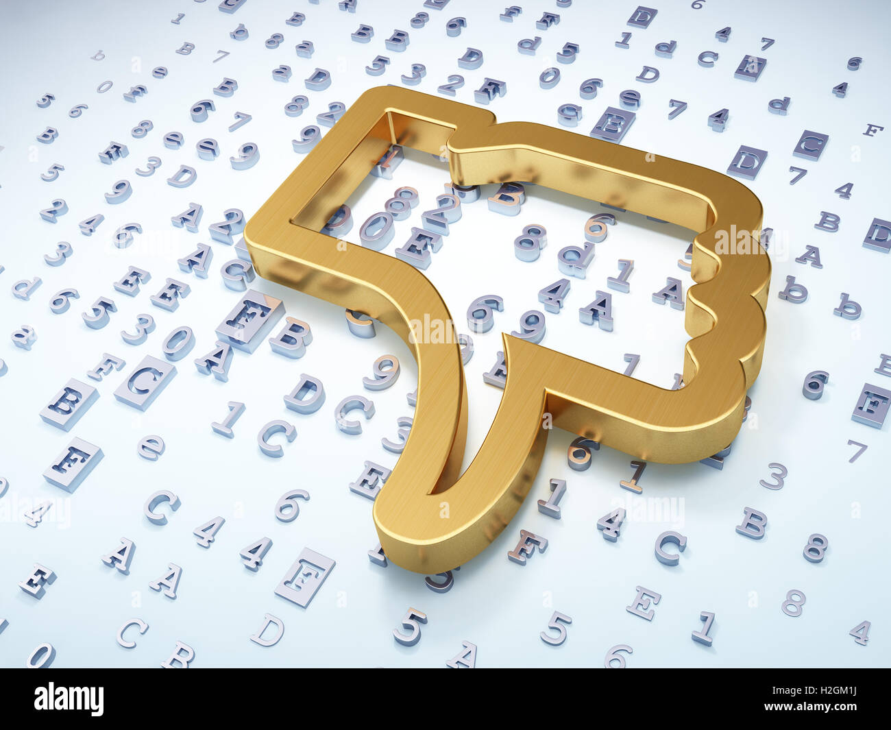 Social media concept: Golden Thumb Down on digital background Stock ...