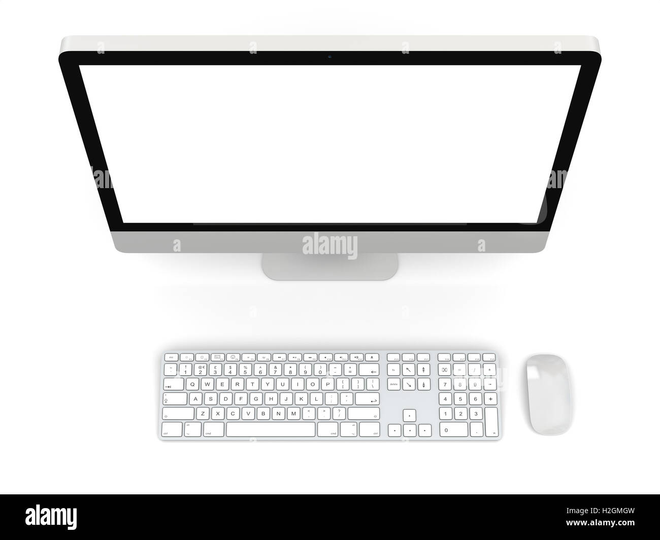 Computer desktop top view Cut Out Stock Images & Pictures - Alamy