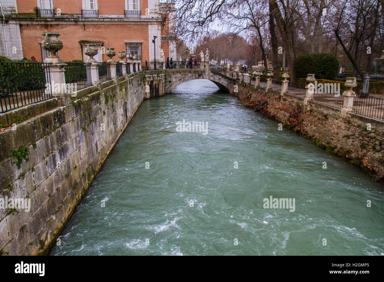 Tajo river way through Palace of Aranjuez, Madrid, Spain Stock Photo ...