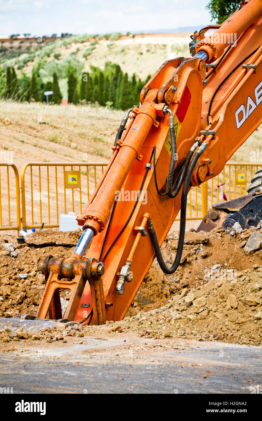 excavator loader machine during earthmoving works outdoors at co Stock ...