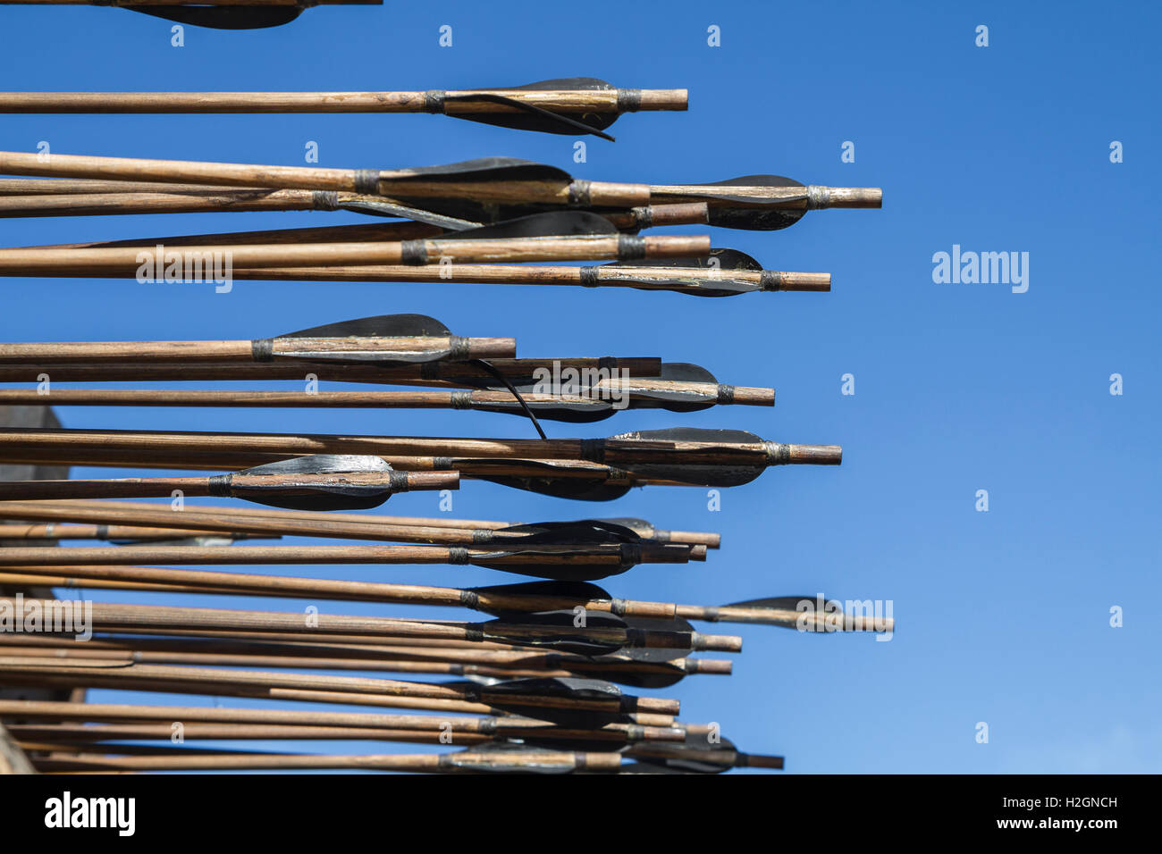 Medieval siege weapons, crossbows, onagers, catapults and batter Stock ...