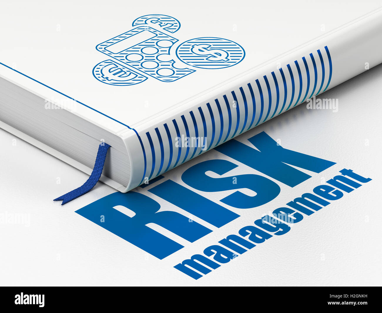 Finance concept: book Calculator, Risk Management on white background ...