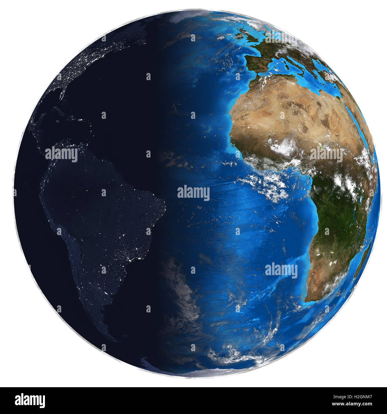 Photorealistic Earth. Day and night Stock Photo - Alamy