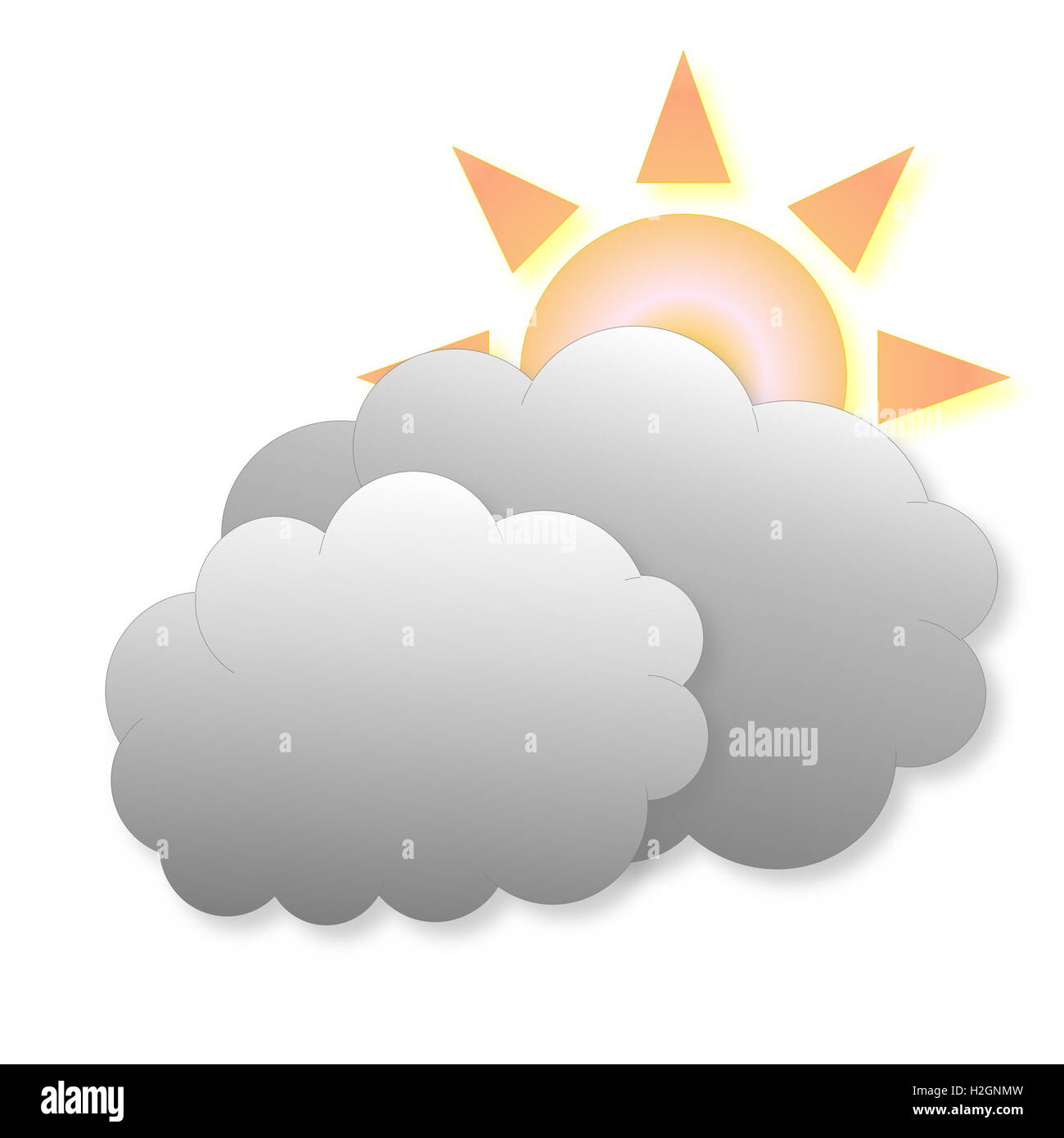 Yellow sun cloud weather icon Cut Out Stock Images & Pictures - Alamy