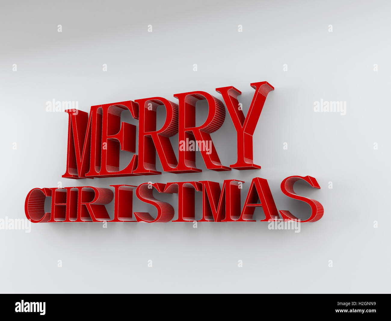 Merry Christmas in red rendered letters on a white background Stock ...