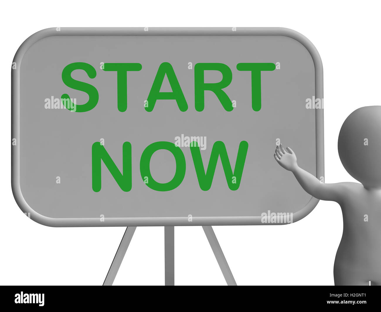 Start Now Whiteboard Means Begin Today And Immediately Stock Photo - Alamy