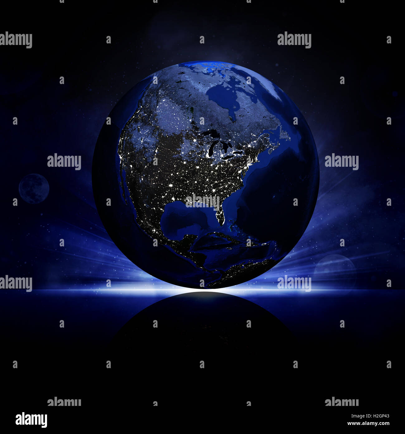 Earth planet on a reflective surface Stock Photo - Alamy