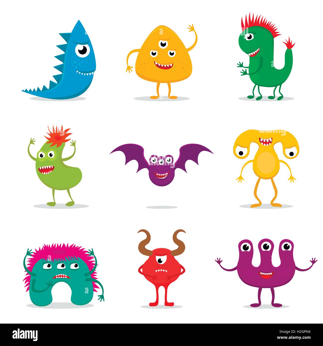 Set of funny colorful monster icons on white background. EPS10 vector ...