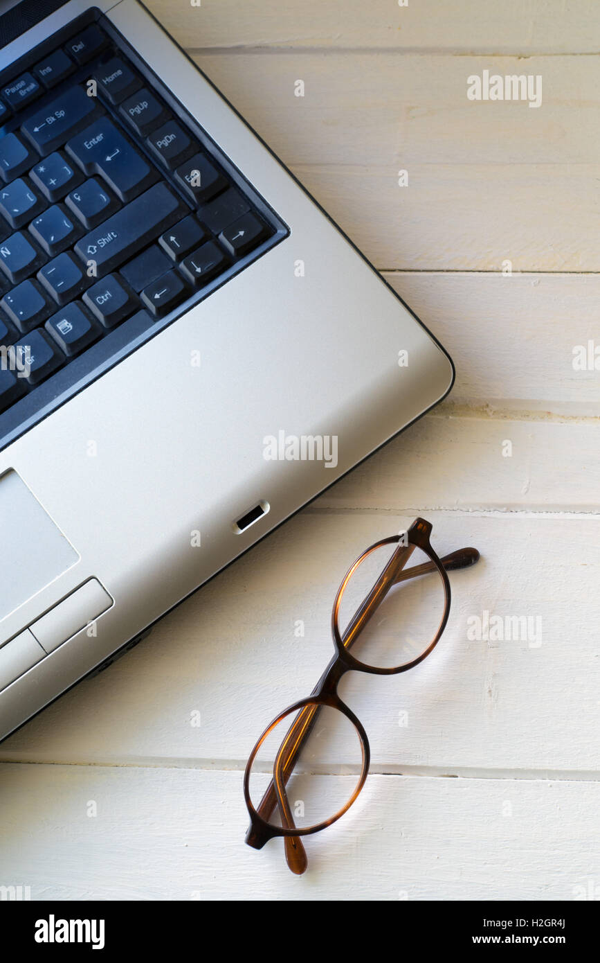 Workspace office laptop glasses hi-res stock photography and images - Alamy