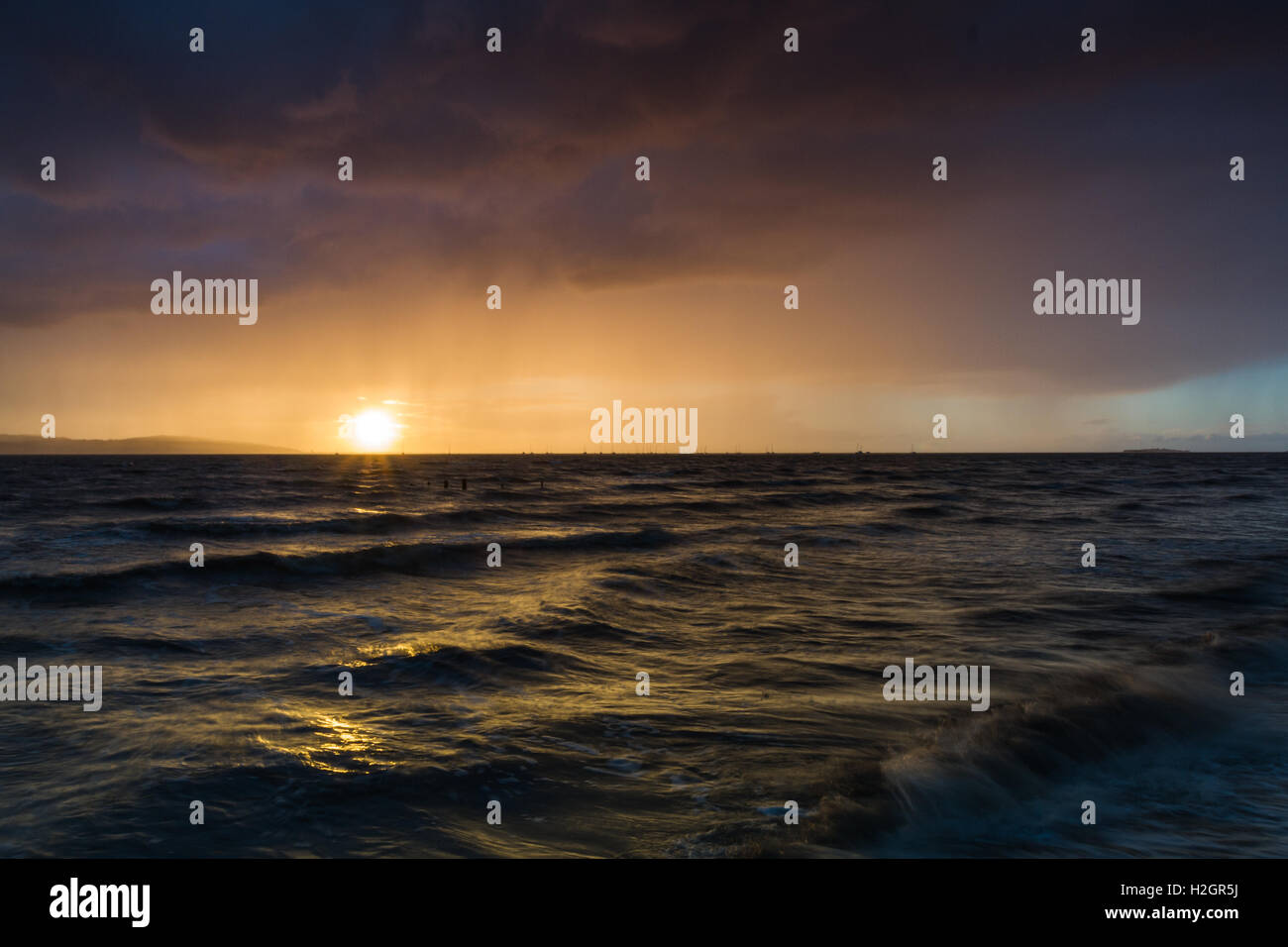 Sunset over the Dee Estuary, England, September Stock Photo - Alamy