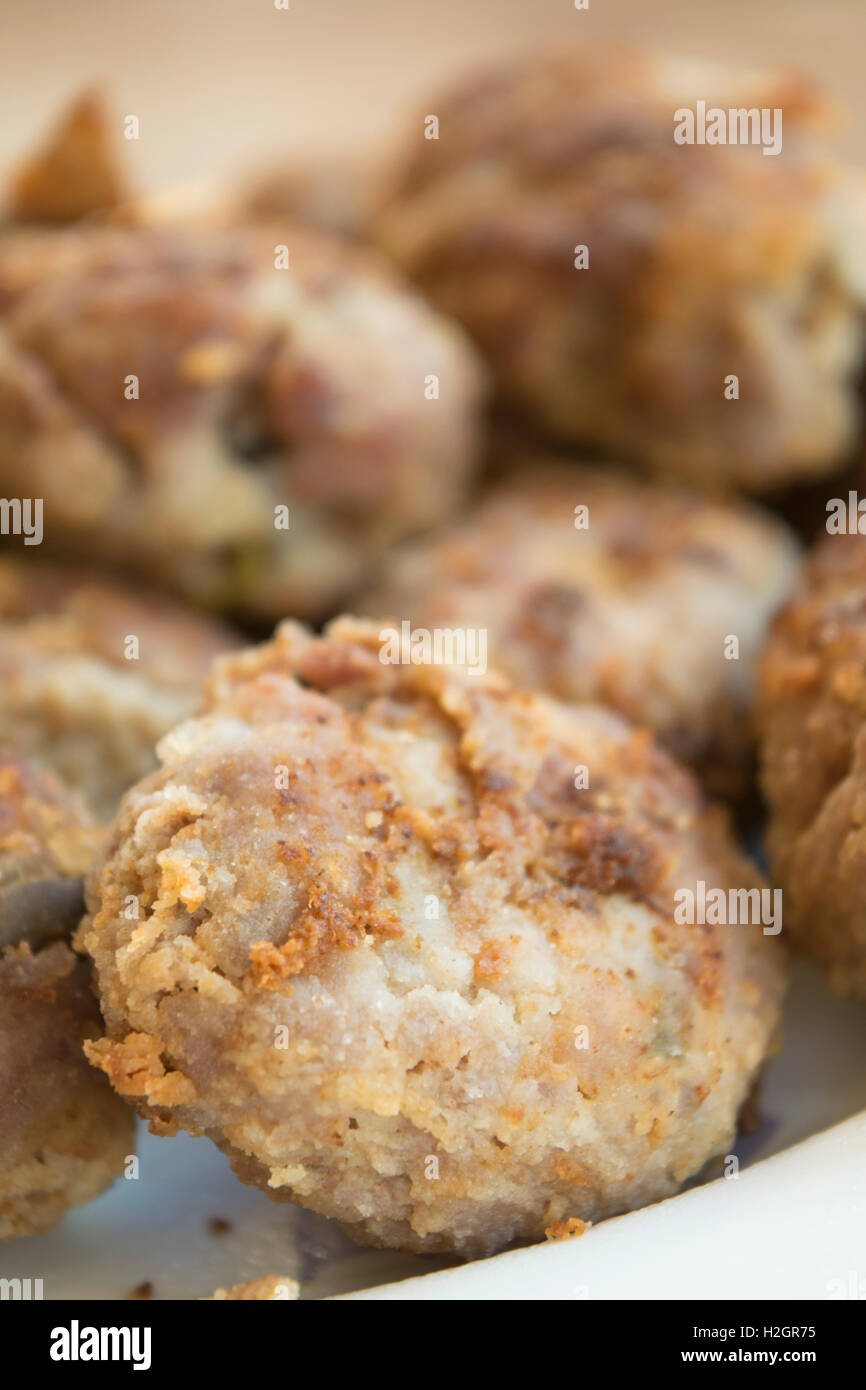 fried meatballs with beef meat and aromatic herbs Stock Photo - Alamy