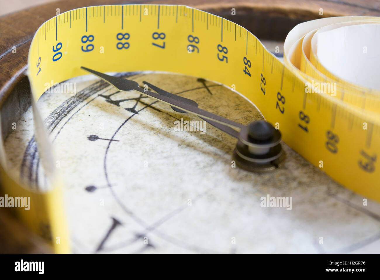 time measure. concept with meter and the face of an old clock Stock ...