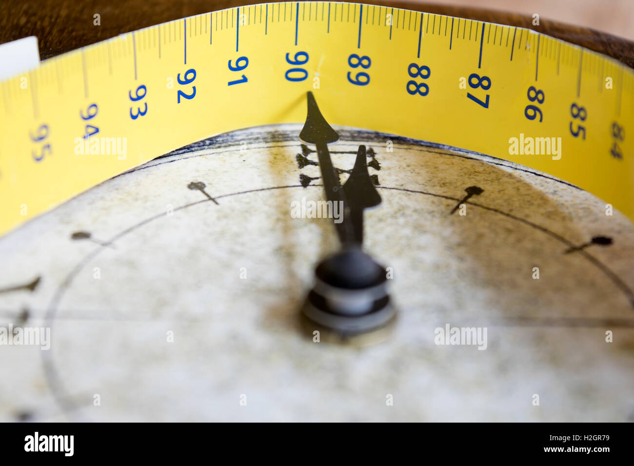 time measure. concept with meter and the face of an old clock Stock ...