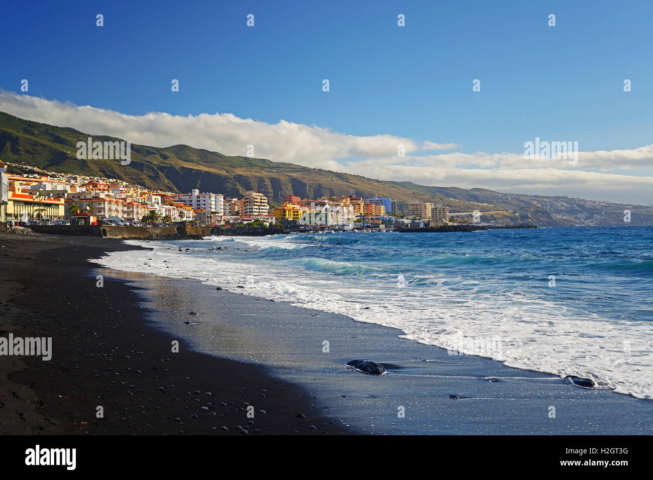 Black lava beach, Candelaria, Tenerife, Canary Islands, Spain Stock ...