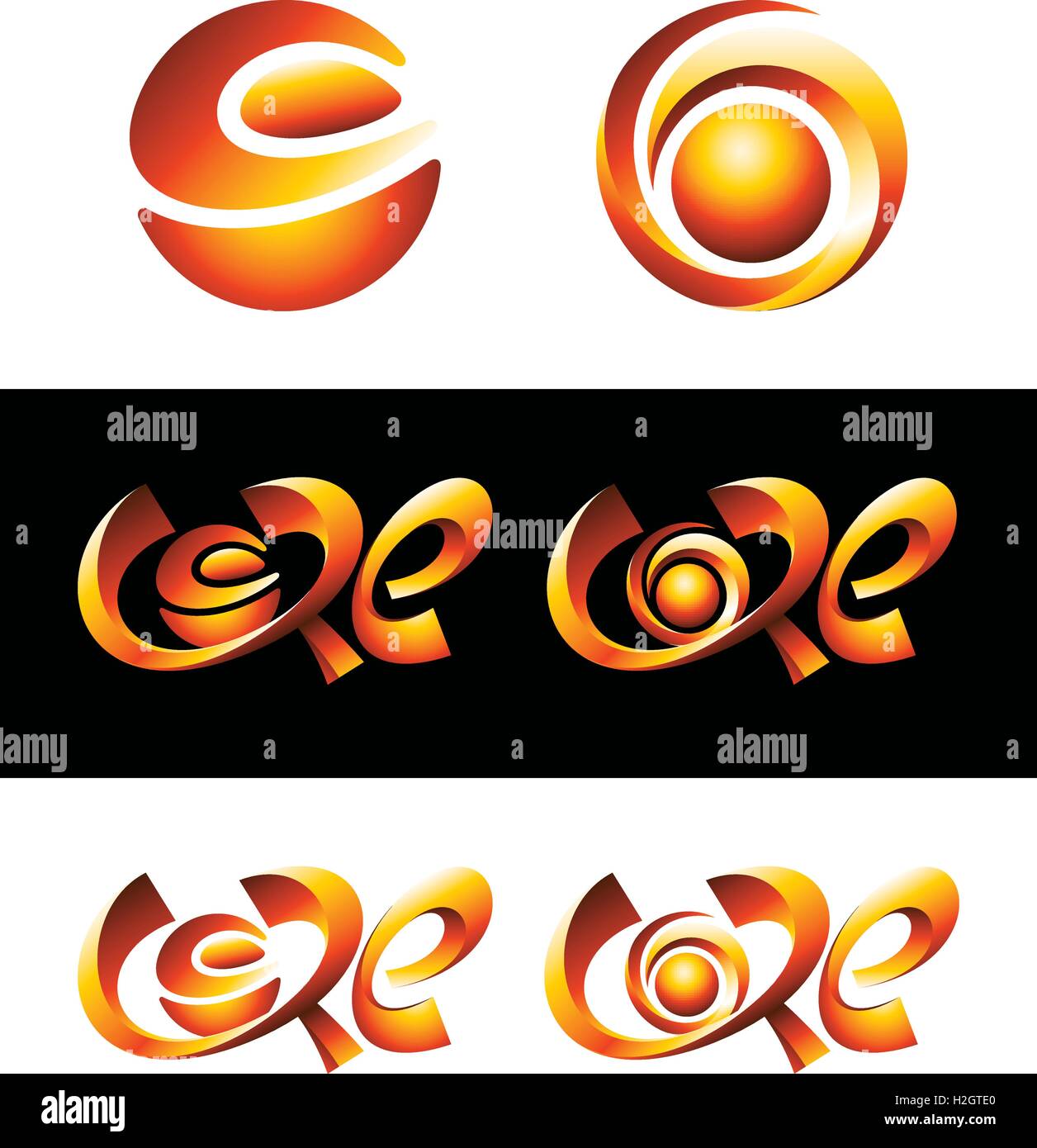 Vector logo design. 3d hot core logos symbols shining Stock Vector ...
