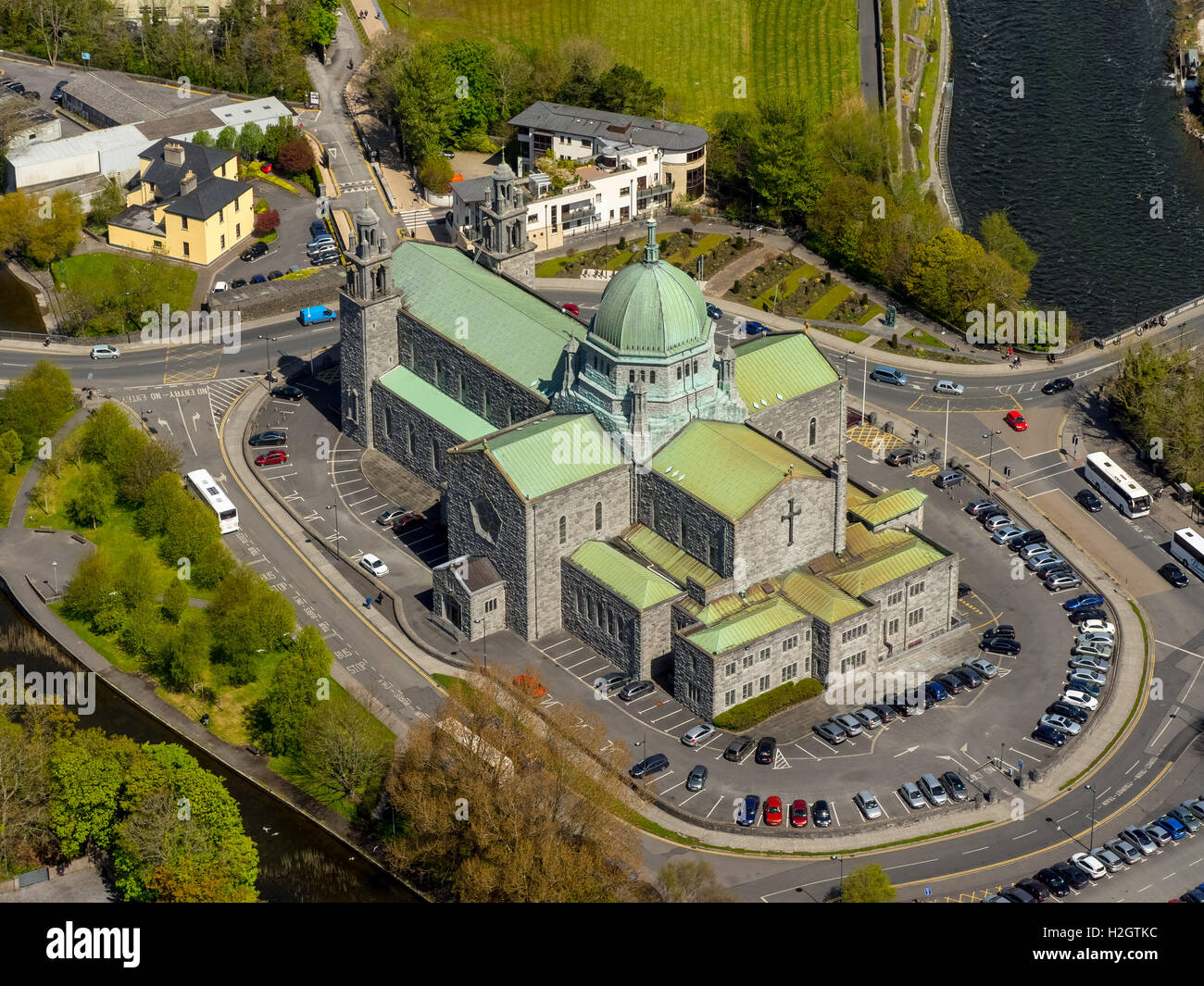 Aerial view, Galway Cathedral, Galway, County Clare, Ireland Stock ...