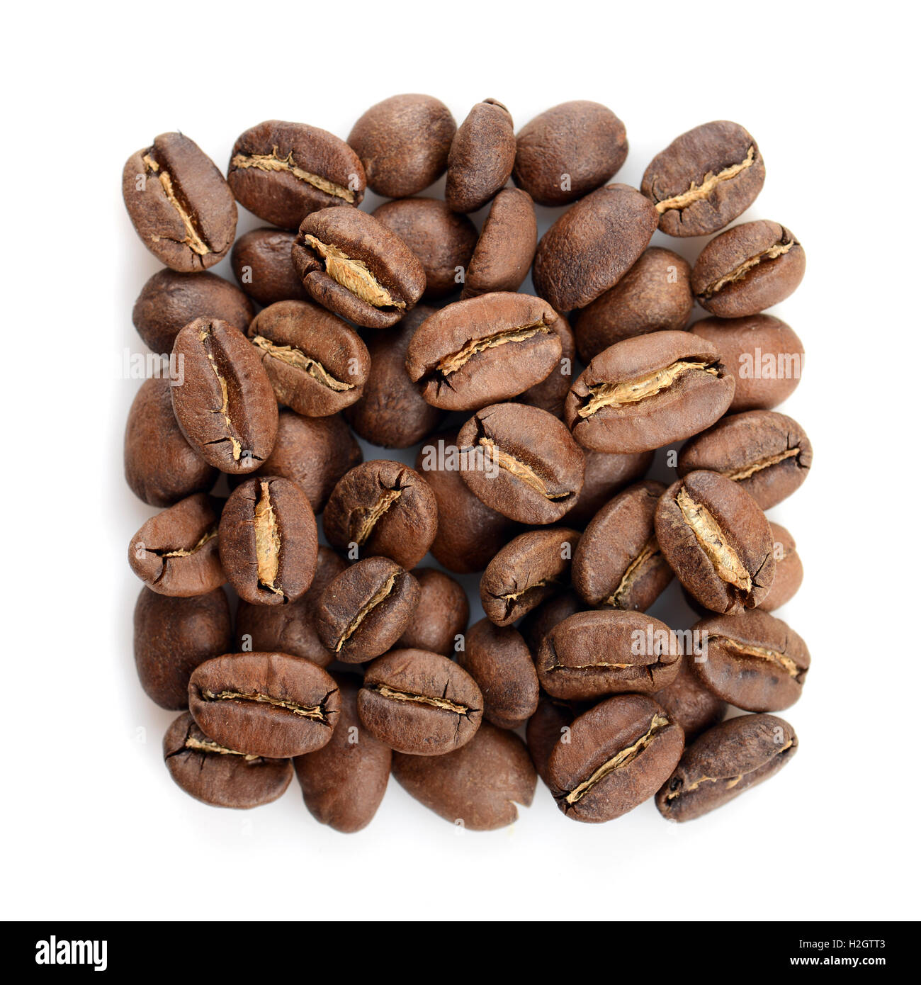 Coffee beans in a square shape isolated over white background Stock ...