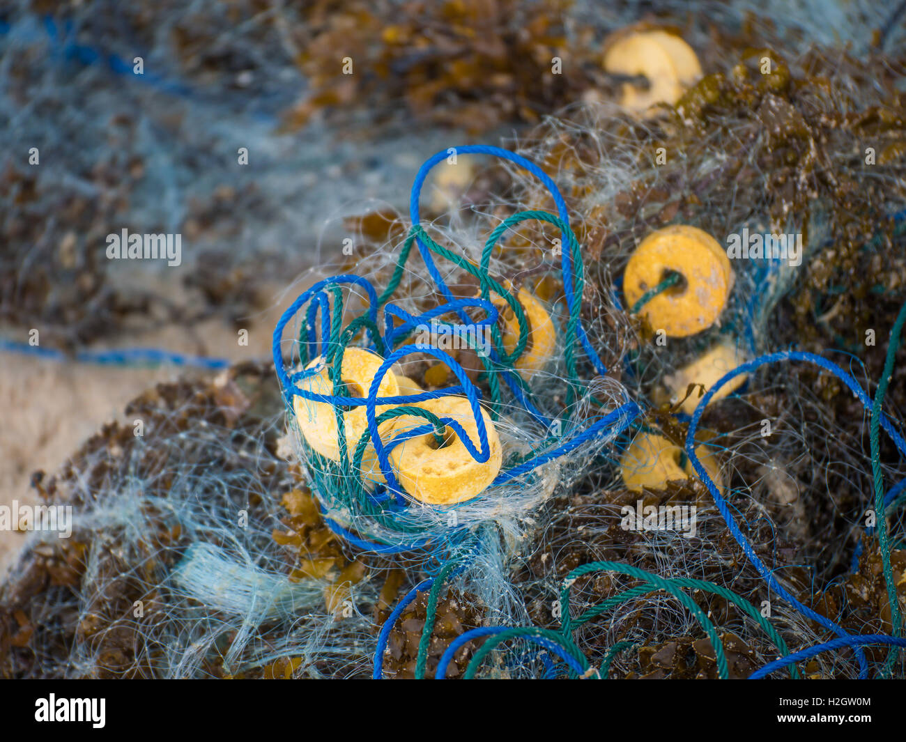 Fishing net close up background - shallow DOF Stock Photo - Alamy
