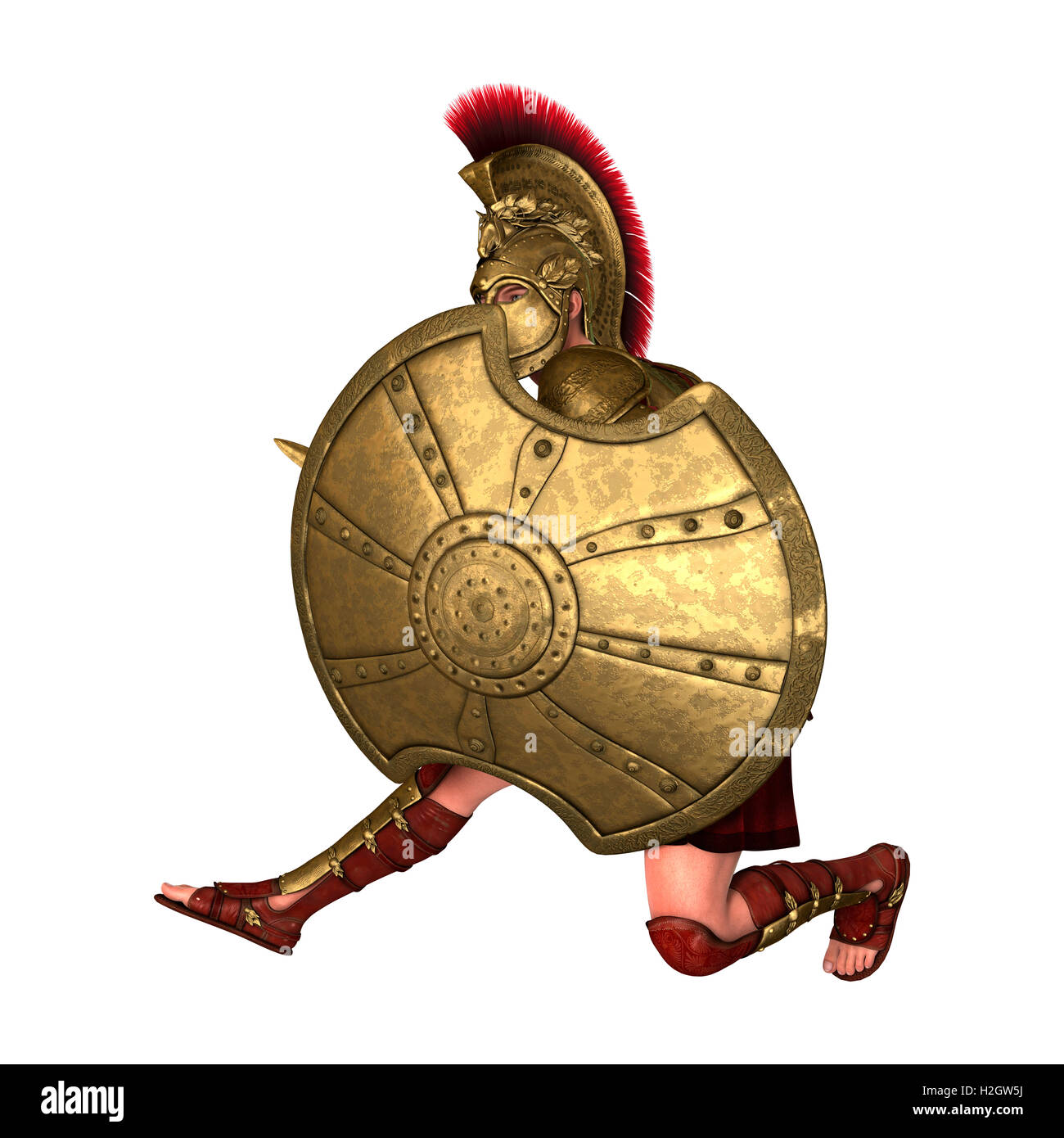 3D rendering of an ancient Greek soldier isolated on white background ...