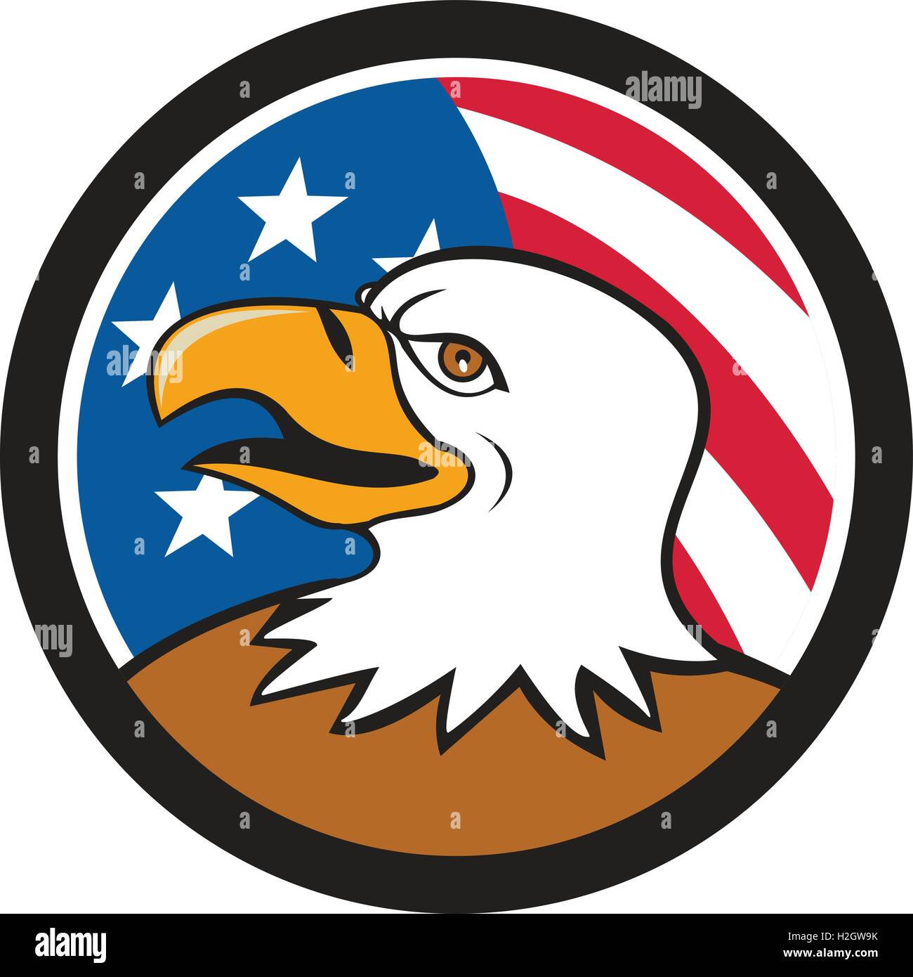 Illustration of an american bald eagle head smiling viewed from the ...