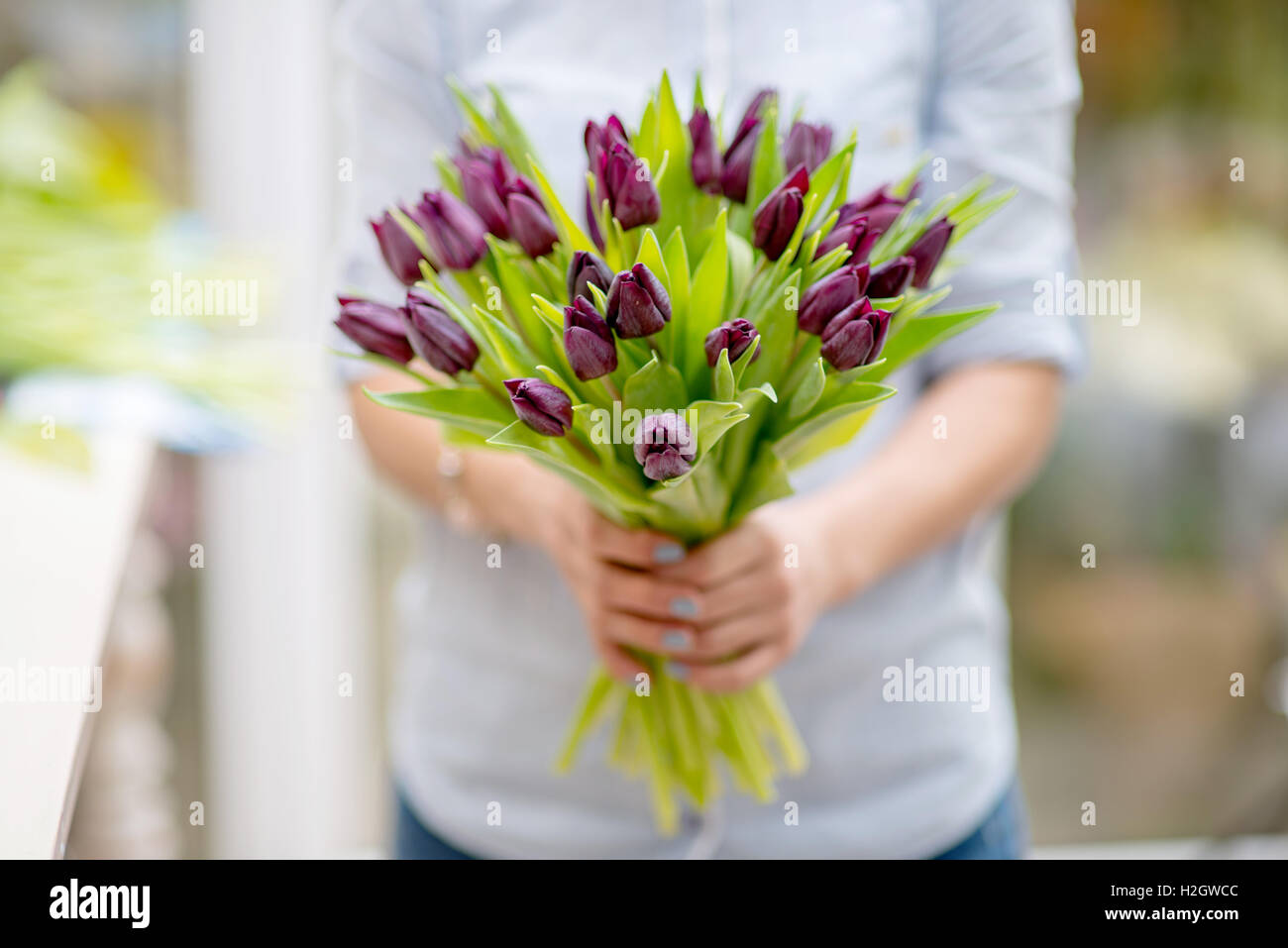 Flowers in hands Stock Photo - Alamy