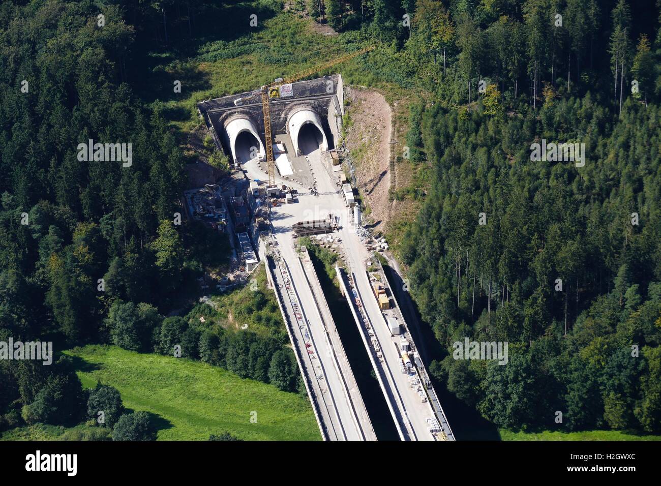 Aerial view of A44 highway constructionsite | usage worldwide Stock ...