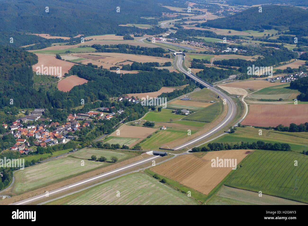 Aerial view of A44 highway constructionsite | usage worldwide Stock ...