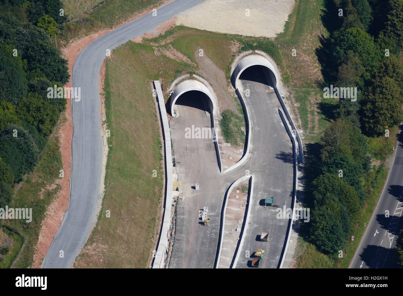 Aerial view of A44 highway constructionsite | usage worldwide Stock ...