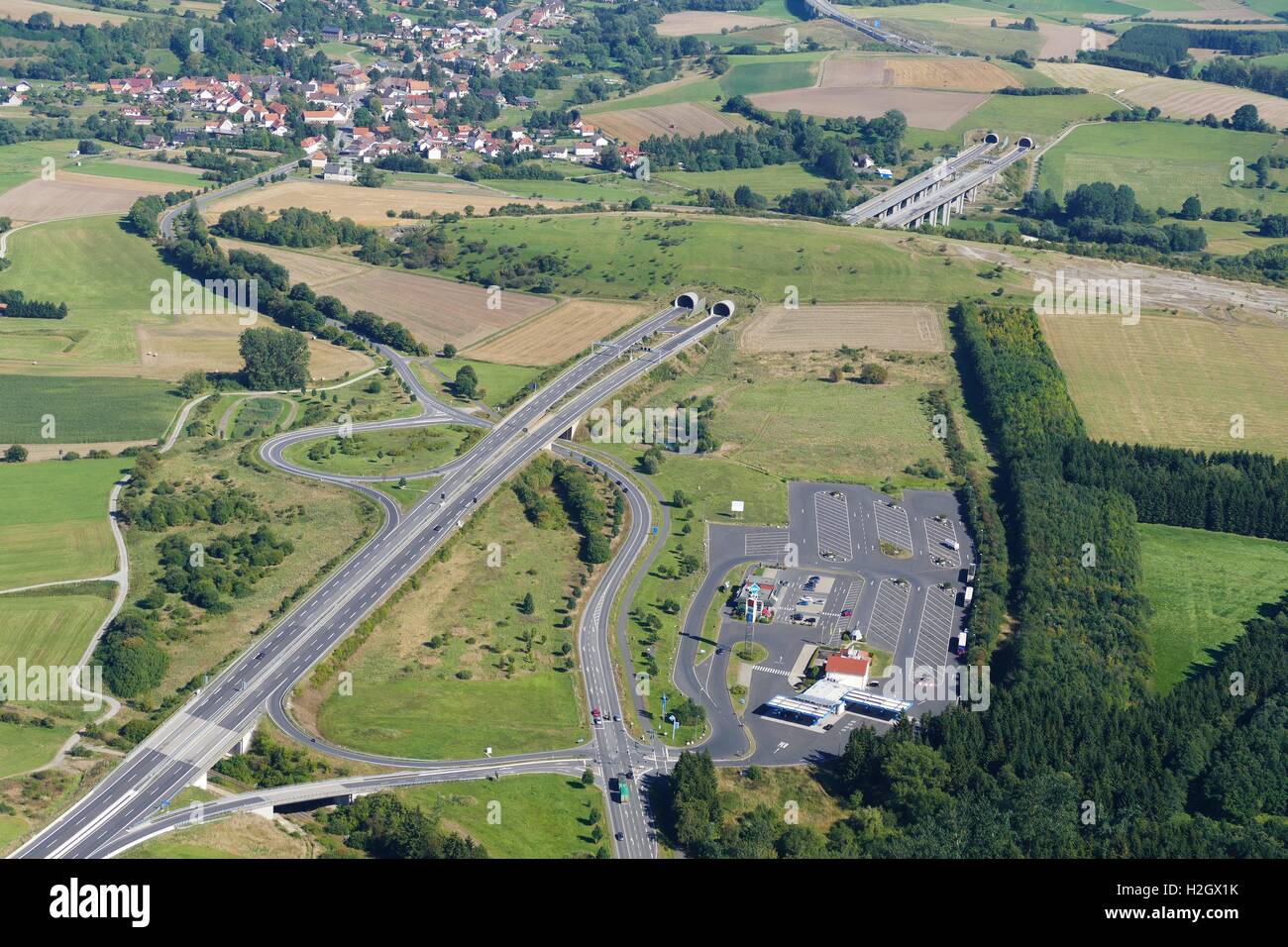 Aerial view of A44 highway constructionsite | usage worldwide Stock ...