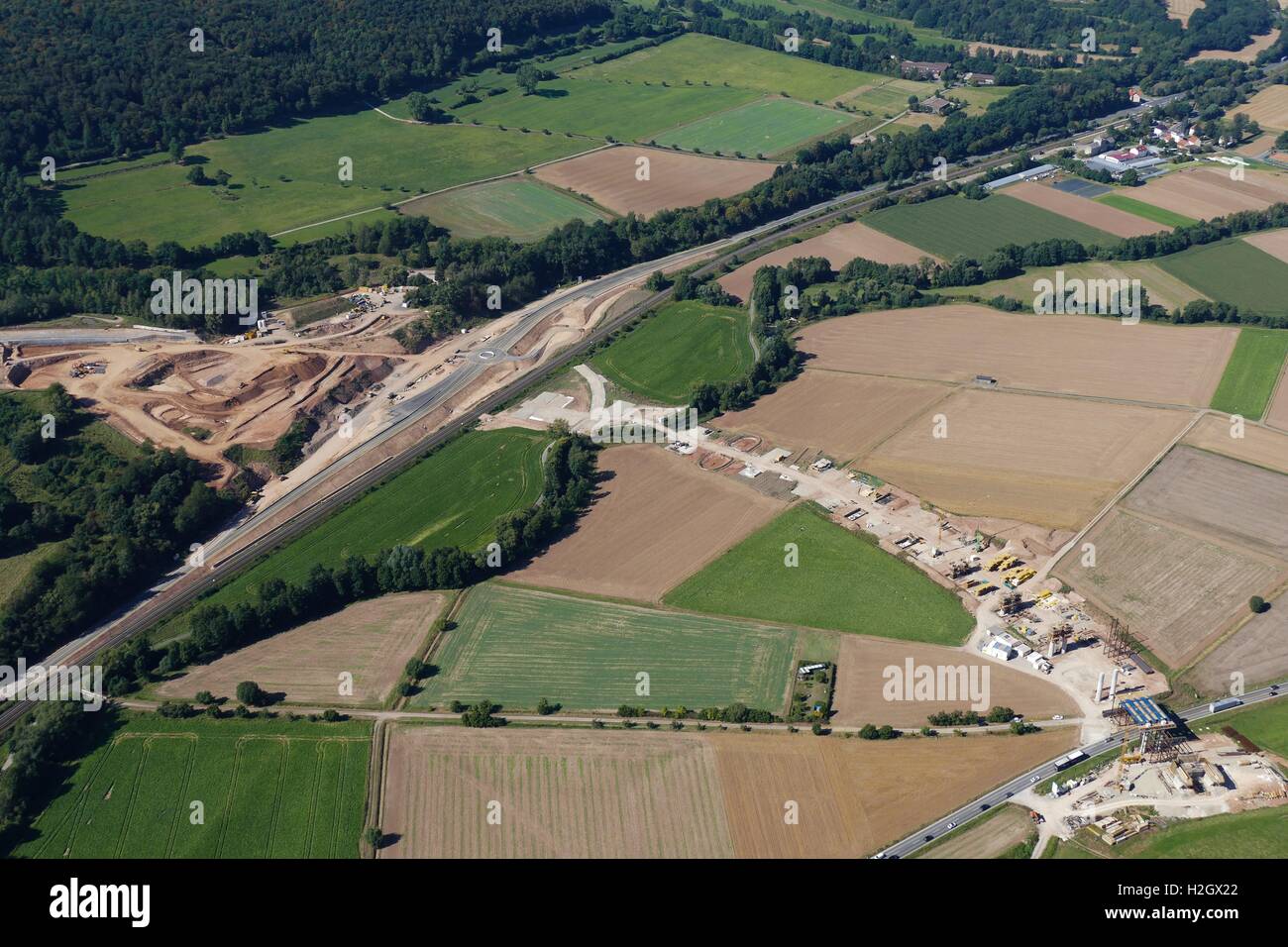 Aerial view of A44 highway constructionsite | usage worldwide Stock ...