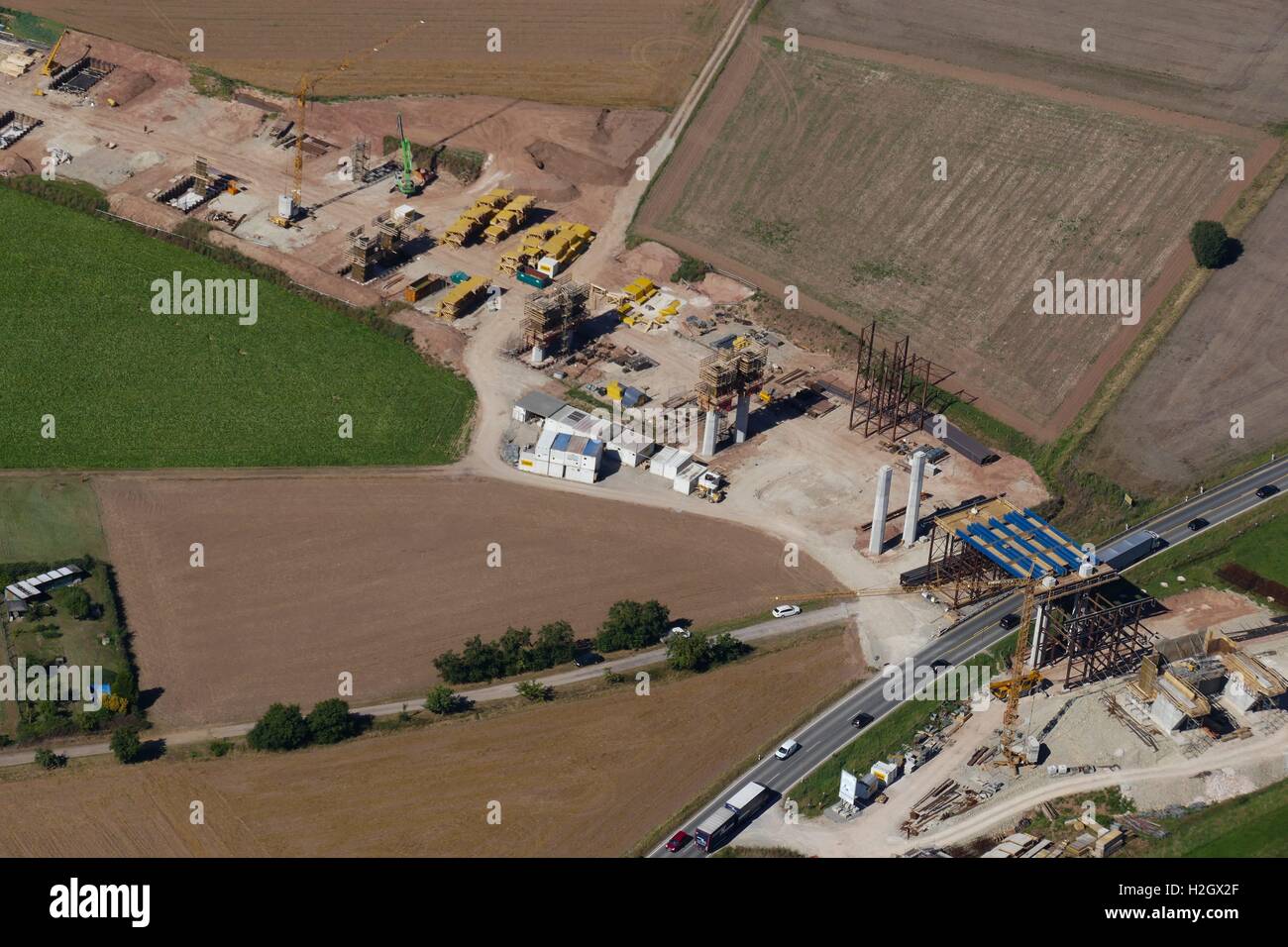 Aerial view of A44 highway constructionsite | usage worldwide Stock ...