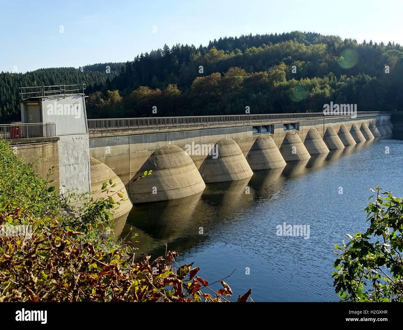 The Storage-Lake Dam Wall Oleftalsperre in Hellenthal Lakeside Photo 09/24/2016 | usage ...