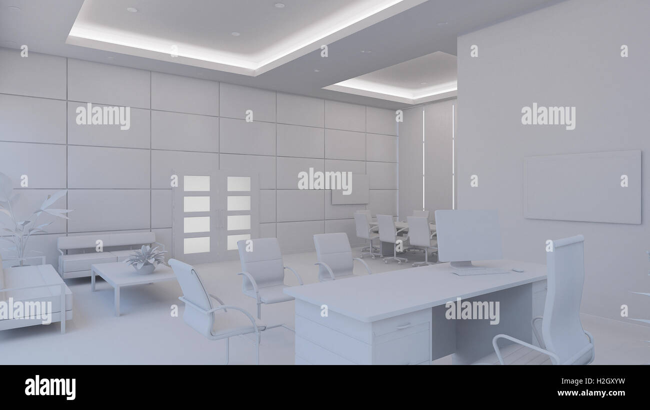 3D Interior rendering of a modern office Stock Photo - Alamy