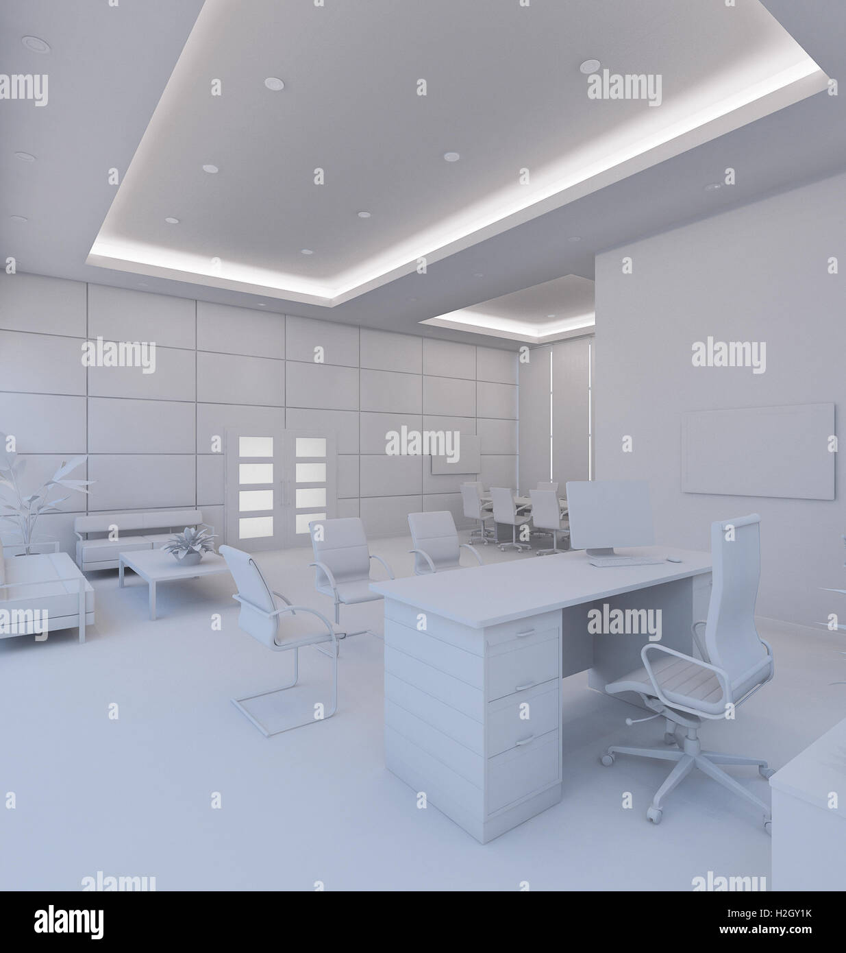 3D Interior rendering of a modern office Stock Photo - Alamy