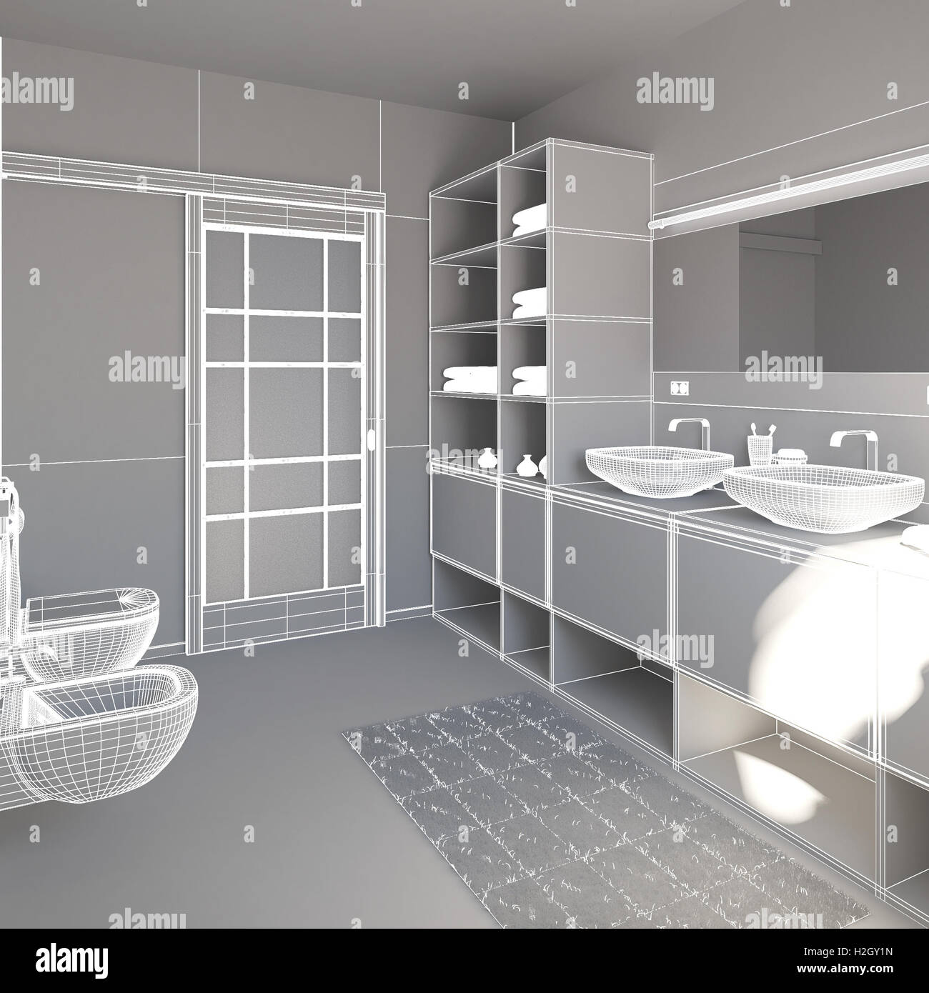 3D interior rendering a modern bathroom Stock Photo - Alamy