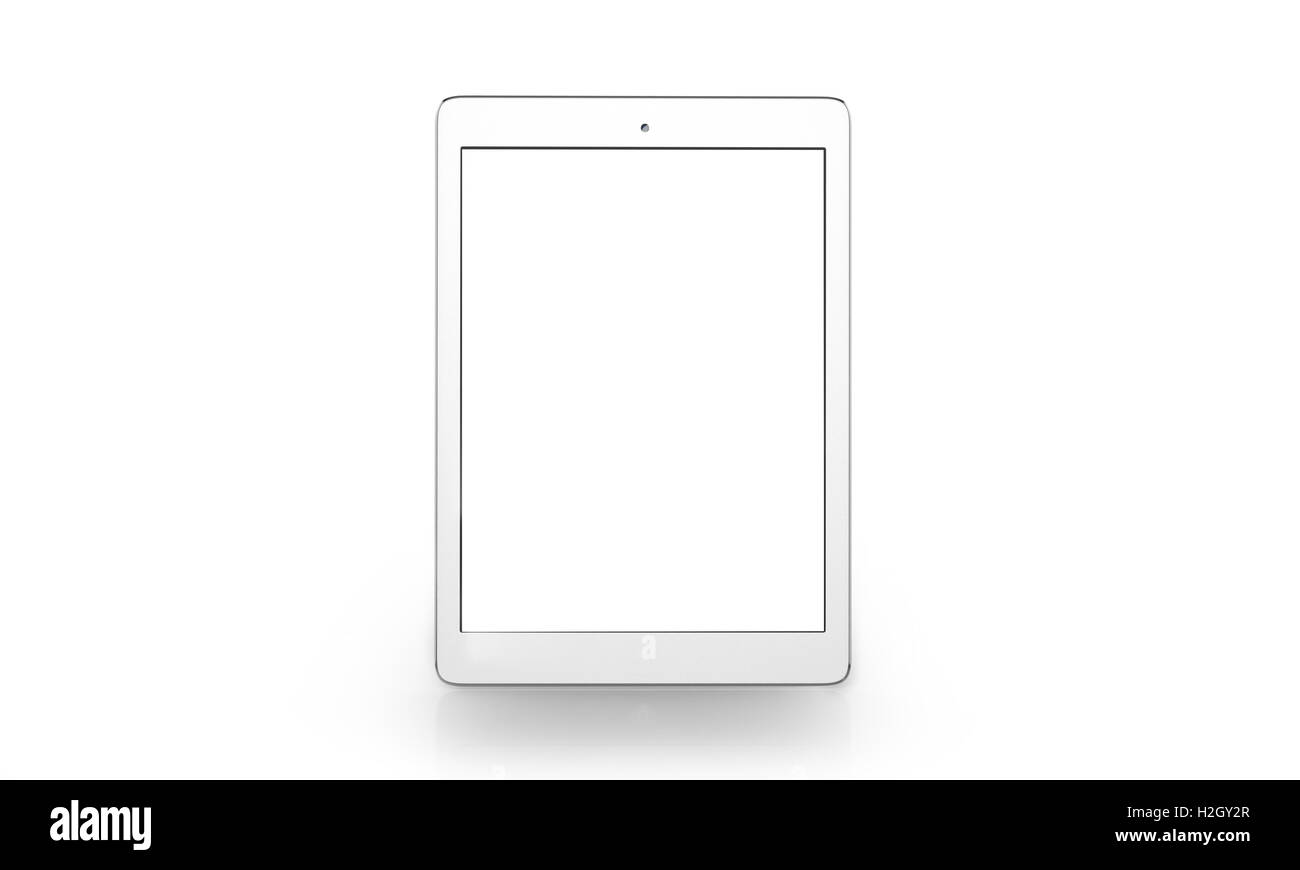 White tablet on white background - mock up Stock Photo - Alamy
