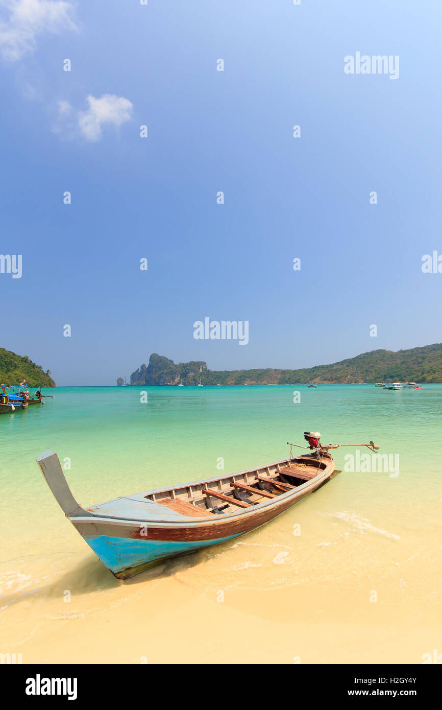 Long tailed boat Ruea Hang Yao in Ko Phi Phi island Thailand Stock ...