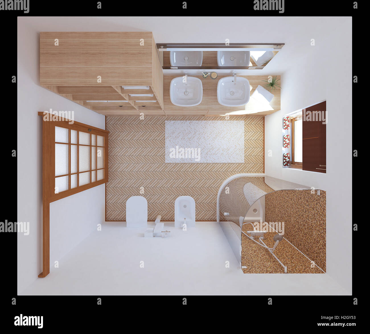 3D interior rendering a modern bathroom Stock Photo - Alamy