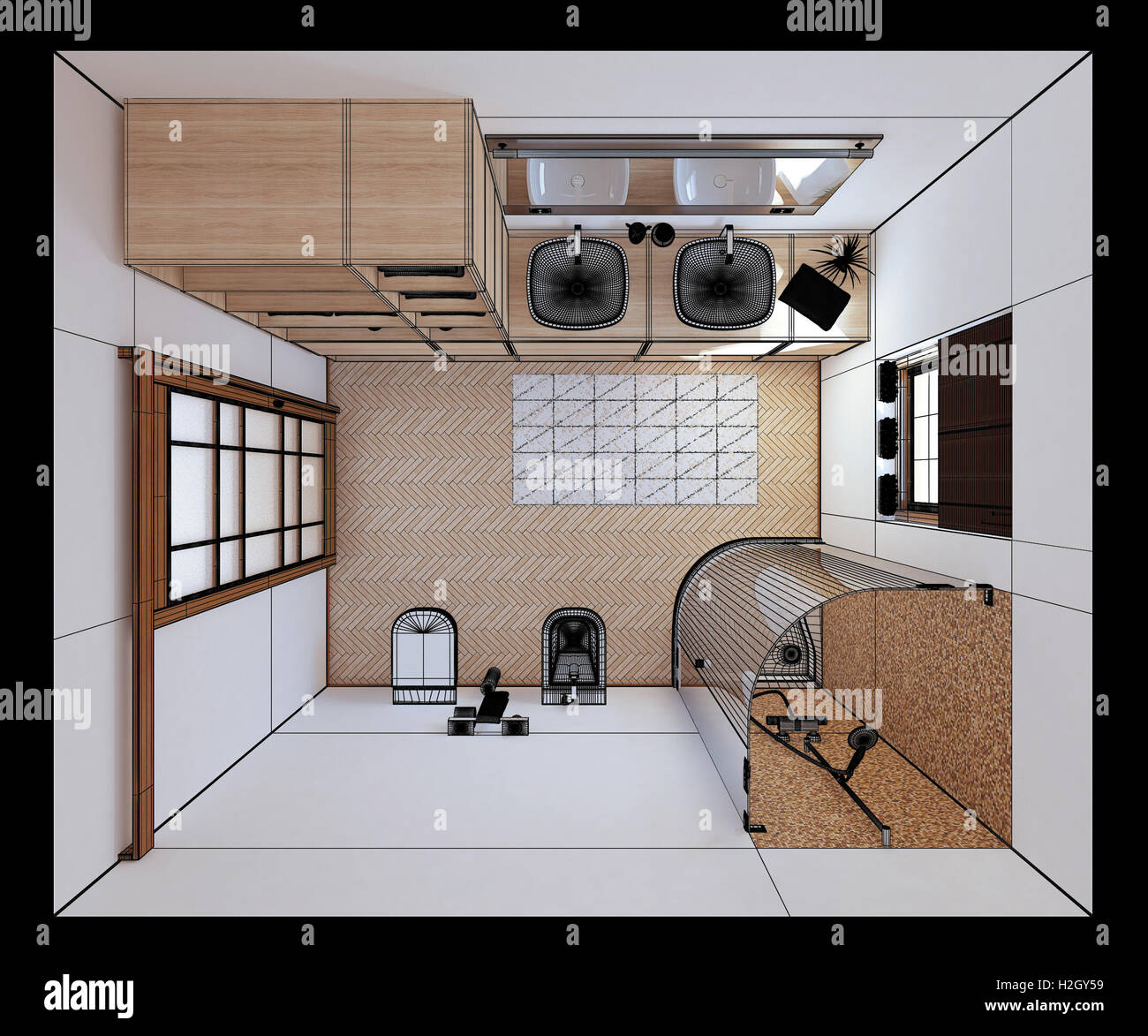 3D interior rendering a modern bathroom Stock Photo - Alamy