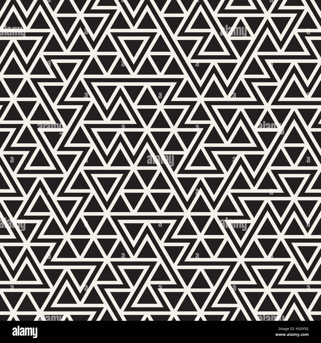 Vector Seamless Black And White Jumble Triangle Lines Pattern Stock ...