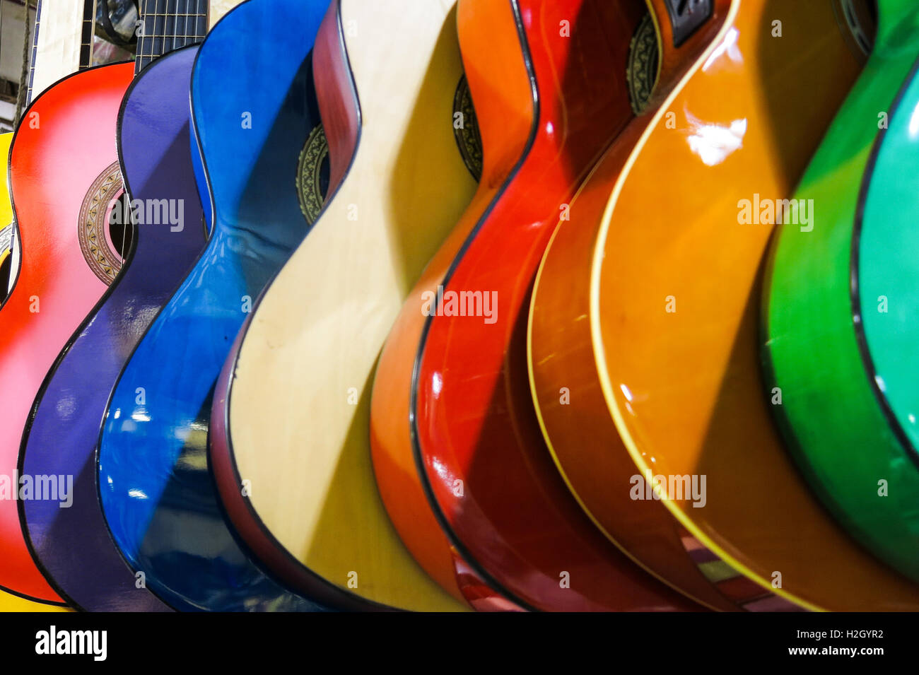 colorful guitars on the Istanbul Grand Bazaar. Istambul, Turkey Stock ...
