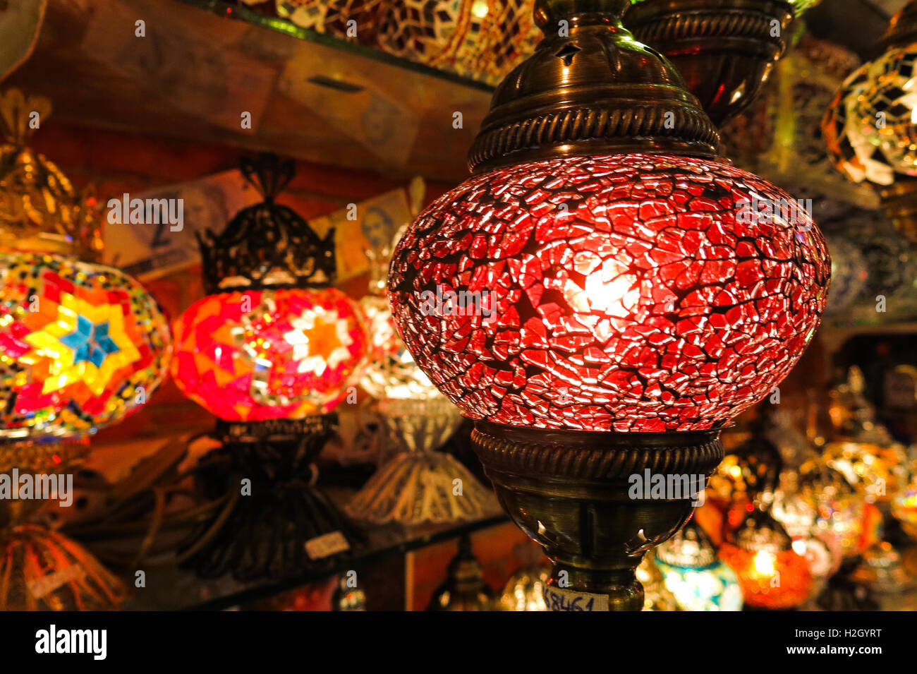 Colorful Turkish lamps in the Grand Bazaar of Istanbul, Turkey Stock ...